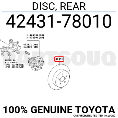 4243178010 Genuine Toyota DISC, REAR 42431-78010 | eBay
