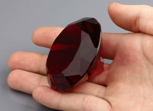 Big 60mm/2.36'' Crystal Red Paperweight Cut Glass Large Giant Diamond ...