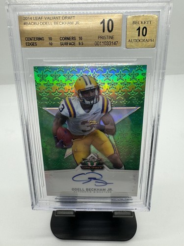 Odell Beckham Rookie Card Auto 2014 Leaf Valiant Auto #BA-OBJ (PRISITNE ...