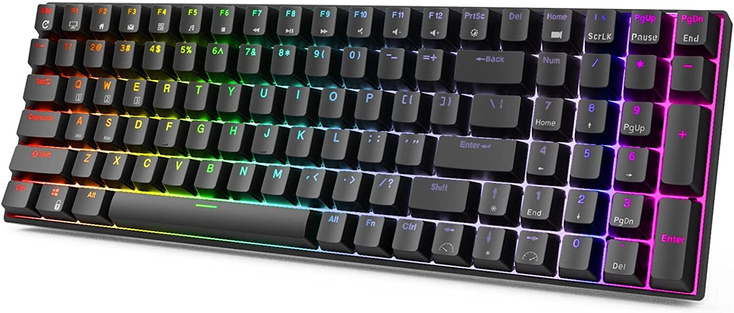 Buy RK ROYAL KLUDGE RK-100 Tri-Modes Blue Switch Wireless Keyboard RGB ...