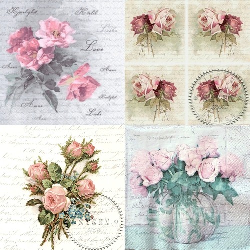 "Hit" 4 Paper Napkins for Decoupage/Scrapbooking-Vintage Roses Sagen ...