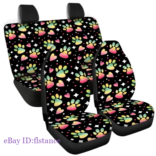 Animal Footprint Pattern Colored Dog Paw Front and Rear Seat Car ...