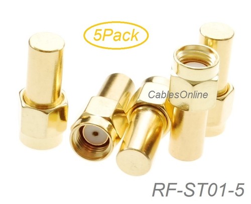 5Pack RP-SMA Male 50-Ohm Coaxial Termination Load, Brass Gold Plated ...