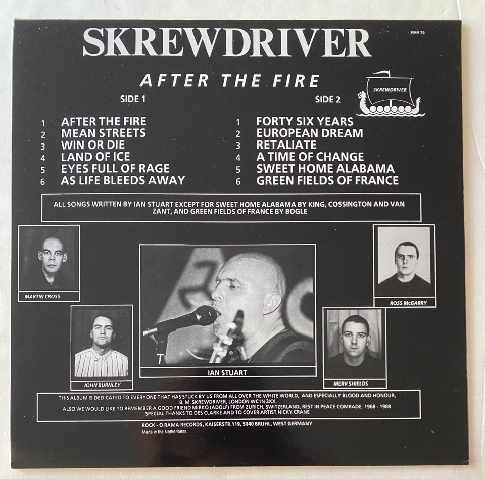 SKREWDRIVER After The Fire LP Punk Rock Oi Nicky Crane Ian Stuart ...