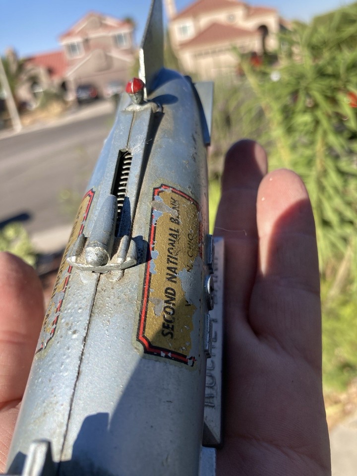 Vintage 50s Mechanical Mercury Rocket Bank Coin Bank MCM Toy (No Cover ...