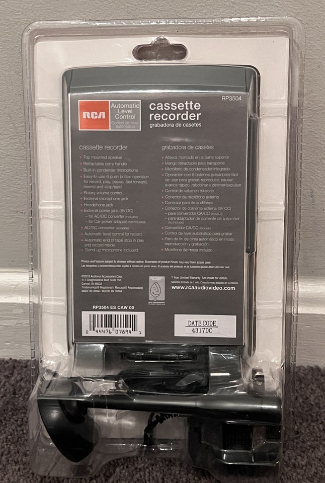 RCA RP3504 Cassette Recorder Mic & Power Adapter New Factory Sealed | eBay