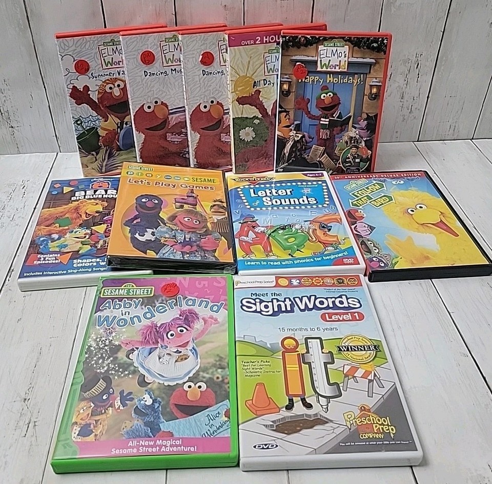 Sesame Street Elmo’s World Lot Of 1l Elmo For Kids & Learning DVDs ...