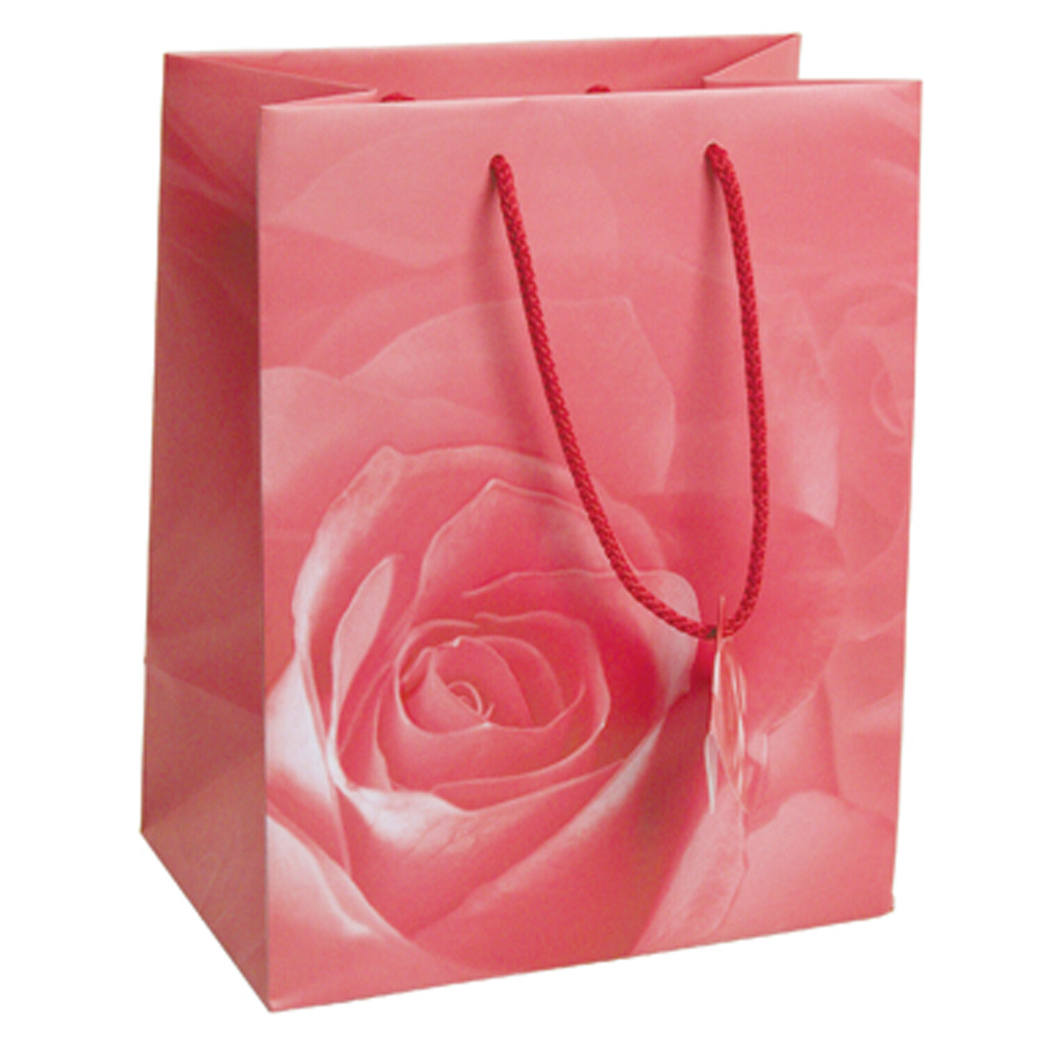 Glossy Paper Pink Rose Gift Tote Bag Rope Handle 20 Pack 4" x 2.75" x 4 ...