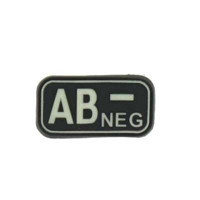 3D Blood Group AB- Negative Photo-Luminescent Rubber Patch NEG LESS S ...