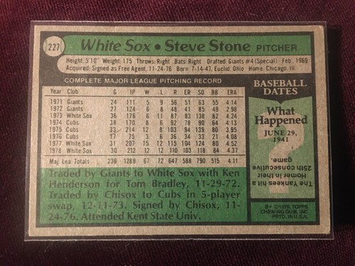 1979 Topps #227 White Sox Steve Stone Baseball Card | eBay