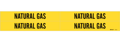 4 NATURAL GAS Pipe Warning Marker Yellow ADHESIVE STICKERS 7"x1 1/8 ...