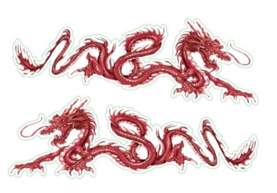 NEW LETHAL THREAT RED DRAGON LEFT/RIGHT MINI DECAL STICKER 2.5"x3.5 ...