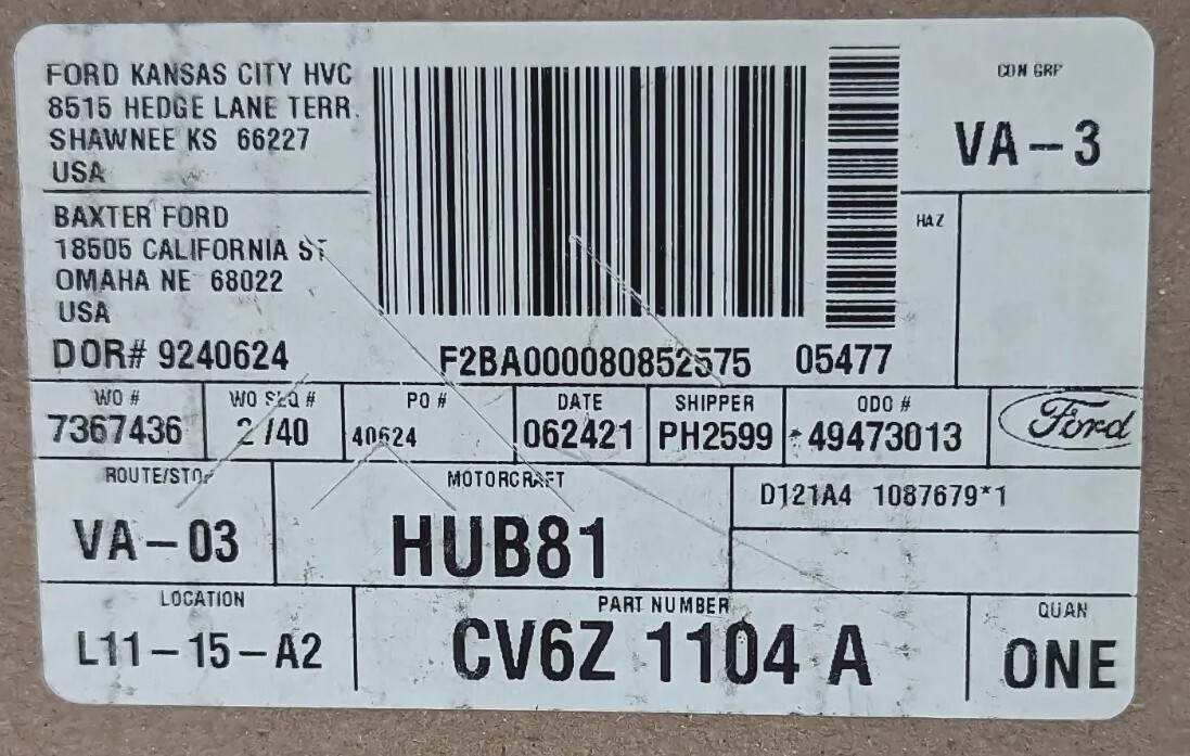 Ford Motorcraft CV6Z-1104-A HUB-81-1X Hub Assembly 2012-18 Focus 2013 ...