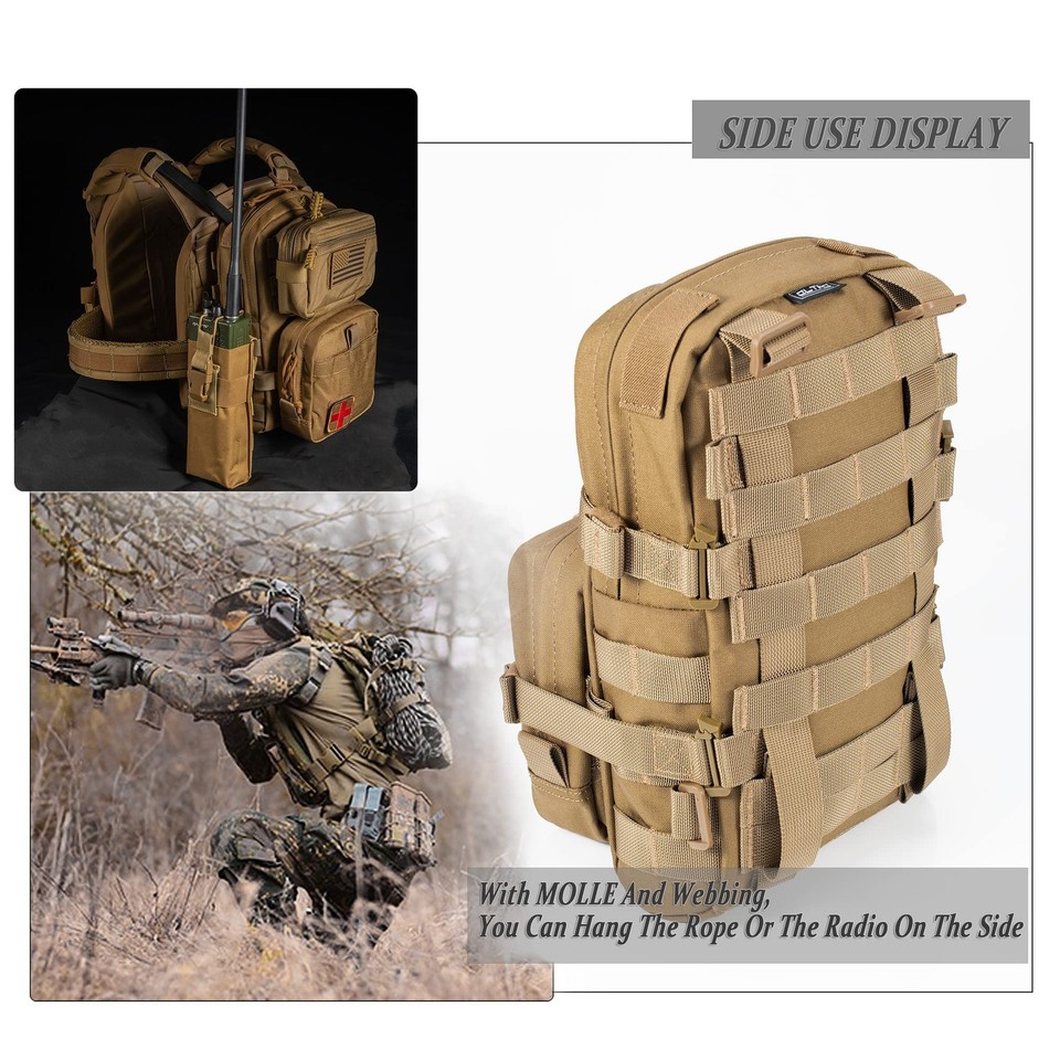 Outdoor Tactical MOLLE YKK Panel Pack Pouch for Hydration Bladder Plate ...