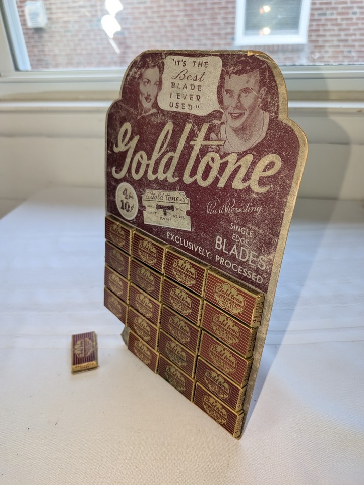 Original 1940s Gold Tone Razor Blade Store Display | eBay