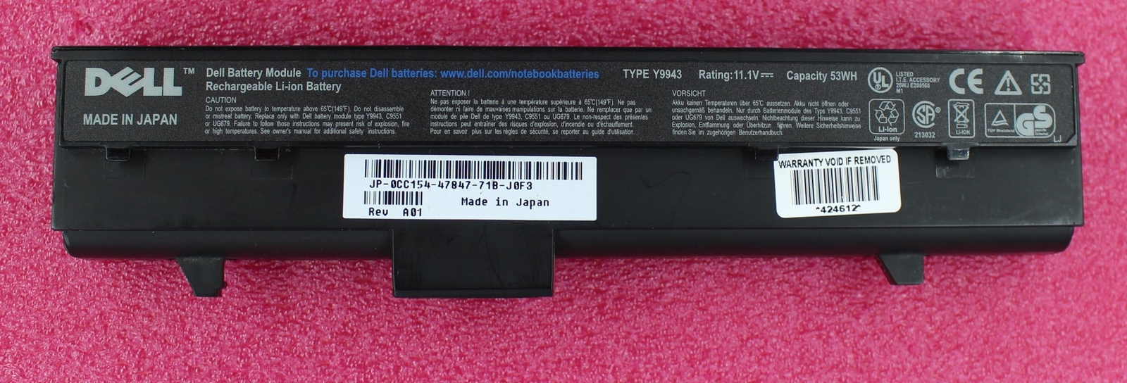 Y9943 Original Dell Inspiron 630m XPS M140 Li-ion Battery CC154 for ...