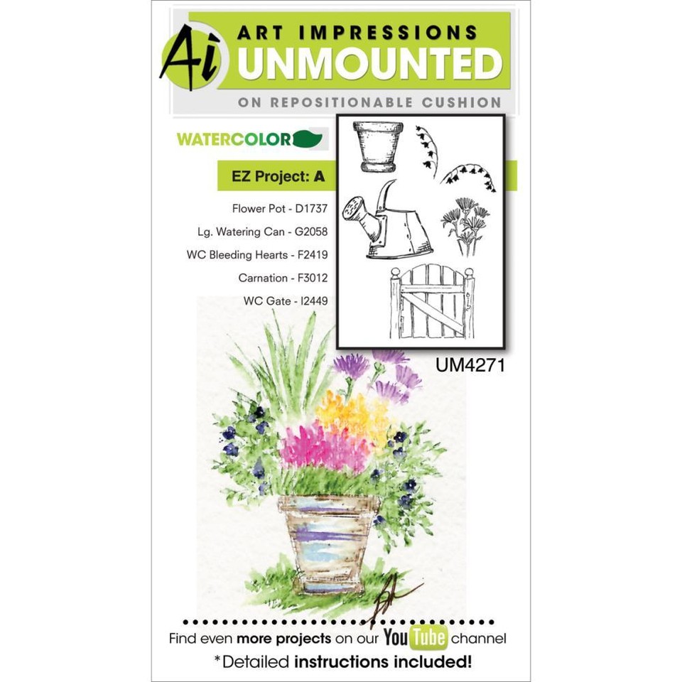 Art Impressions Watercolor Stamp Set Flowers Foliage, Trees, Birdhouse ...