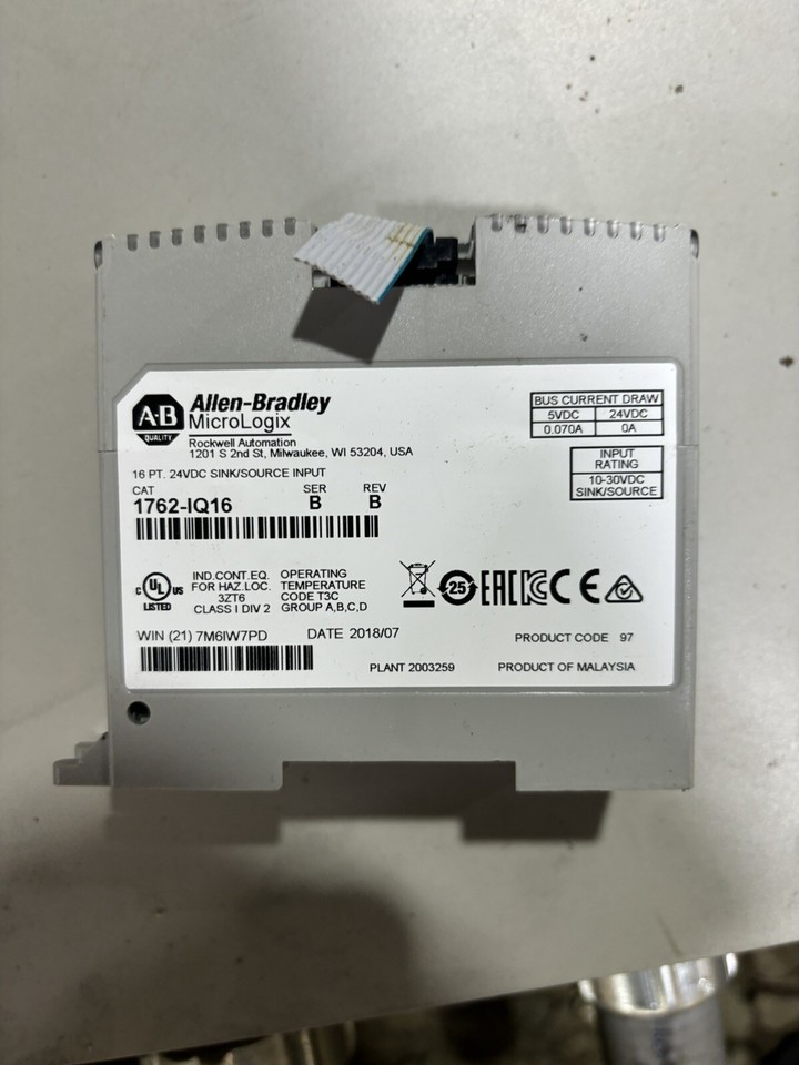Allen-Bradley MicroLogix 1762-IQ16 DC Input Module Series B USED | eBay