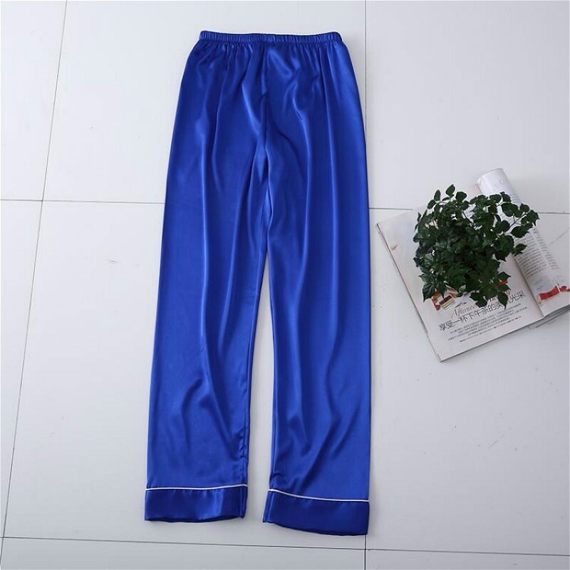 Men Satin Pants Loose Long Silk Pajamas Trousers Bottoms Summer ...