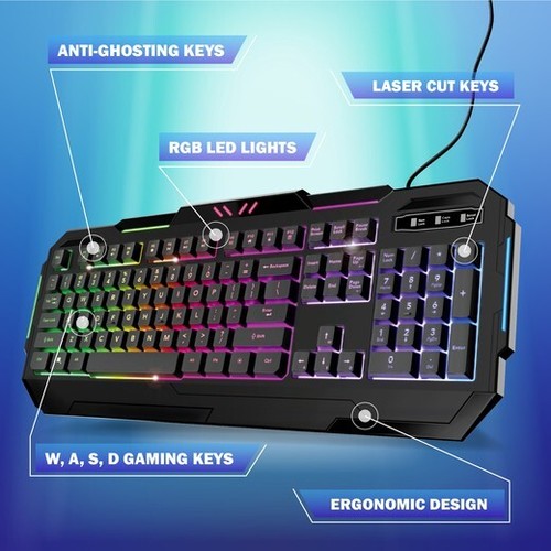 TikTok Bugha Exclusive Backlit RGB LED Gaming Keyboard with Function ...
