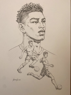 Original Hand Drawn Art Poster Jude Bellingham Real Madrid UCL Artist ...
