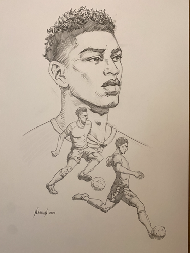 Original Hand Drawn Art Poster Jude Bellingham Real Madrid UCL Artist ...