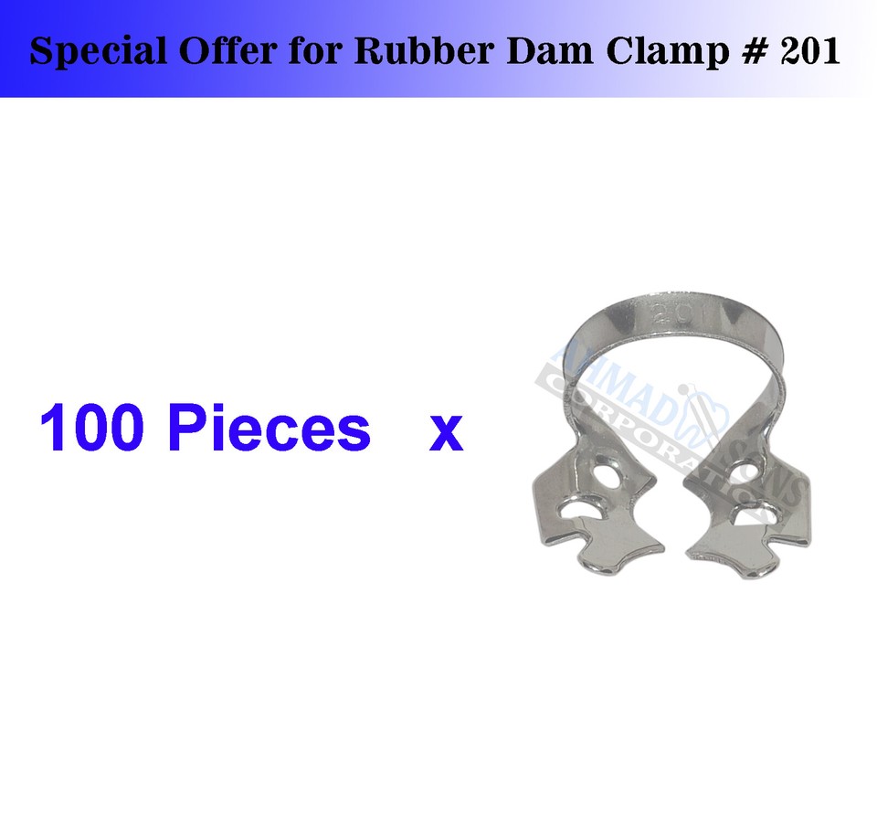 100 PCS Dental Rubber Dam Clamps Endodontics Ivory Retractors Premolar ...