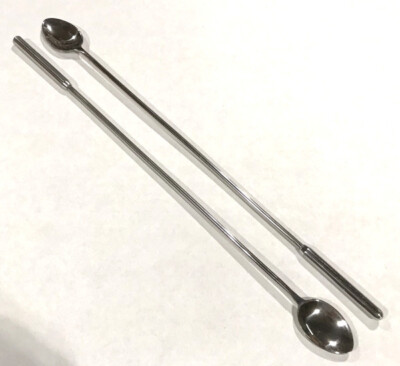 2pcs 12” Long Bar Spoon, Mixing, Cocktail, Stainless Steel Solid Shaft ...
