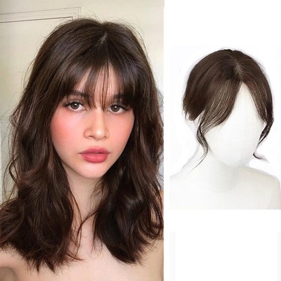 Seamless Middle Part Fringe with Wispy Bangs Crown Topper Human Hair ...
