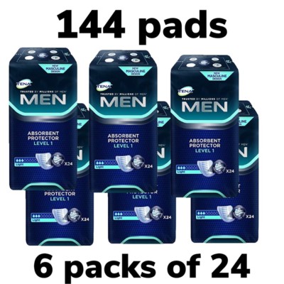 Tena Men Level 1 Absorbent Protector 6 Packs of 24 -144 Guards ...