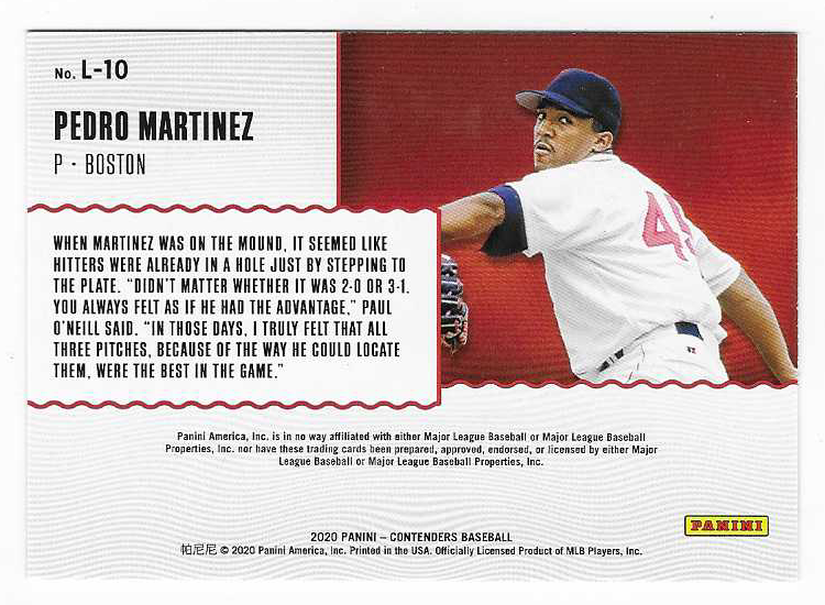 2020 Panini Contenders Legacy Pedro Martinez Boston Red Sox Baseball ...