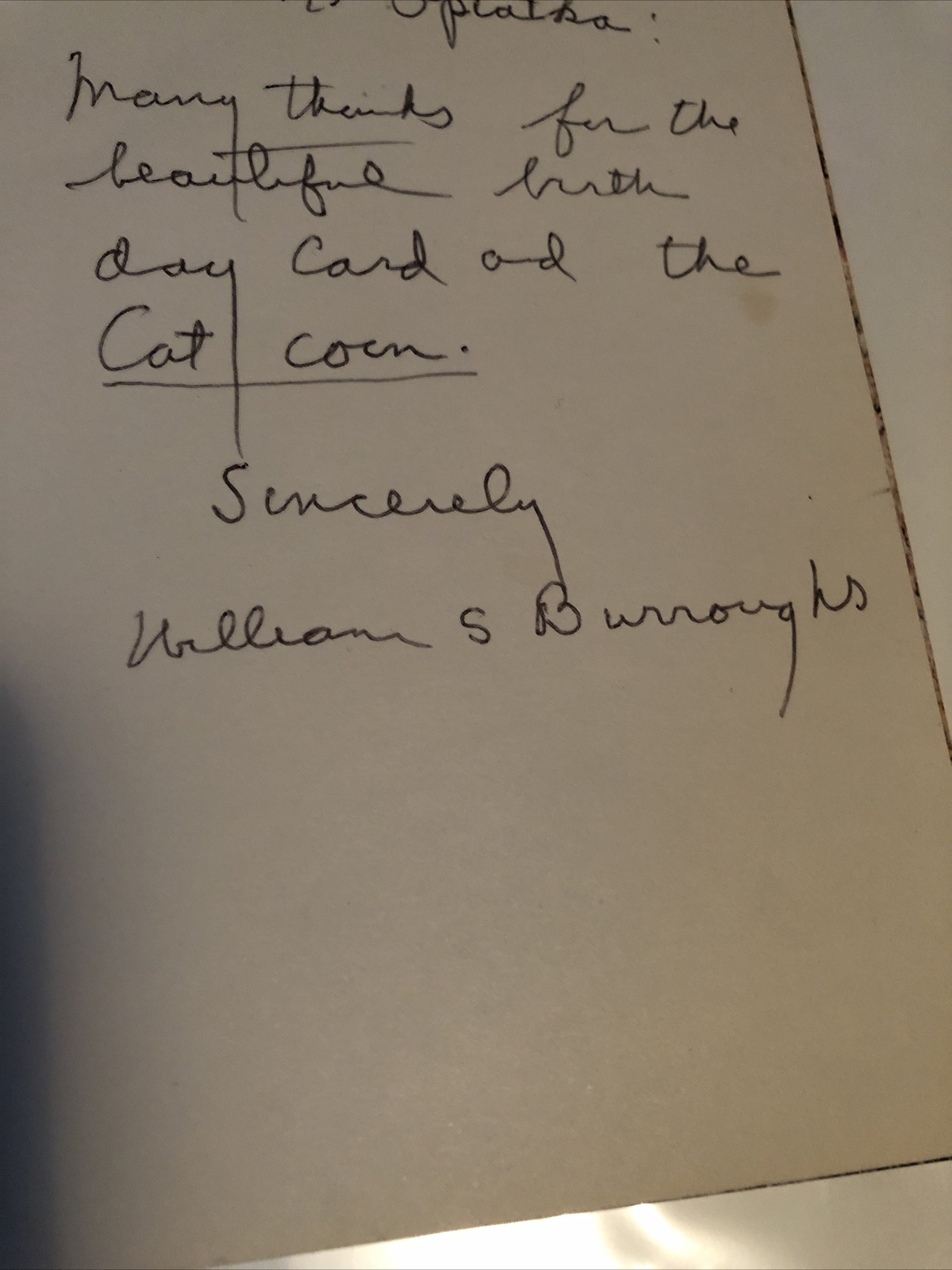 WILLIAM BURROUGHS 1975 RARE HANDWRITTEN SIGNED Postcard Kurt Cobain ...