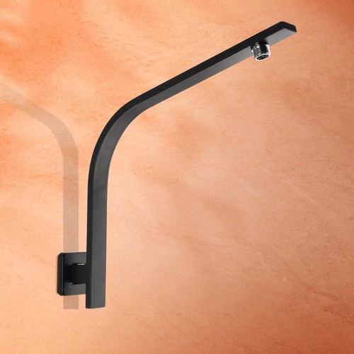 Bathroom Matte Black Square Gooseneck Shower Arm Wall Mounted Extension ...