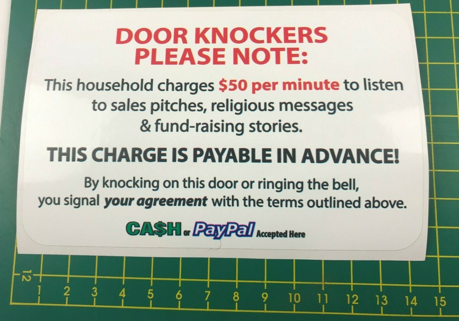 Sticker No door knockers sales religious knocking doorbell cash paypal ...