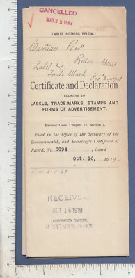 A757 Joseph N. Croteau '19 trade mark paper Boston motorcycle Grace I ...