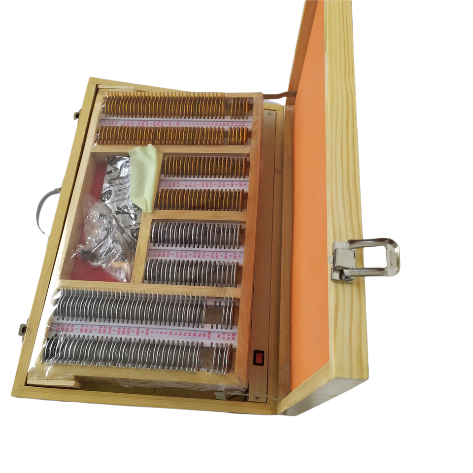 225 Pcs Refraction Box Trial Lens Set Wooden Case Optometry kit Free ...