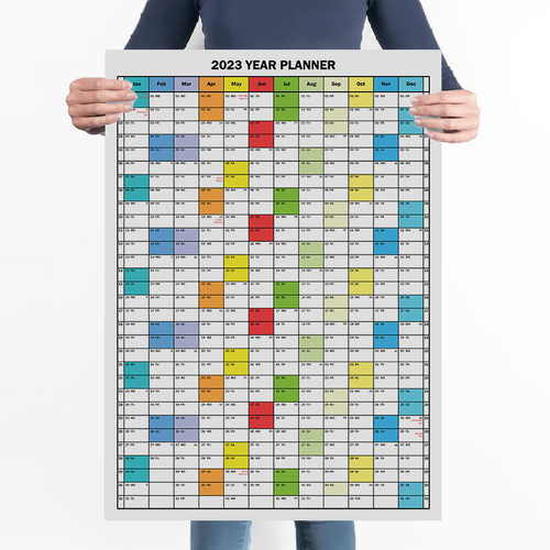 Year Planner Annual 2024 Portrait wall chart Organiser Rota Work ...