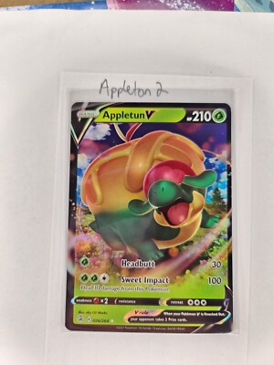 Pokemon Appletun V 026/264 Fusion Strike Pack Fresh NM Mint Toploader ...