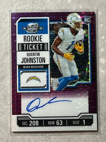 2023 Optic Quentin Johnston Rookie Ticket RC Purple Pulsar Prizm Auto ...