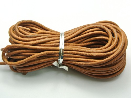 10 meter Natural Color Round Real Genuine Leather Jewelry Cord string ...