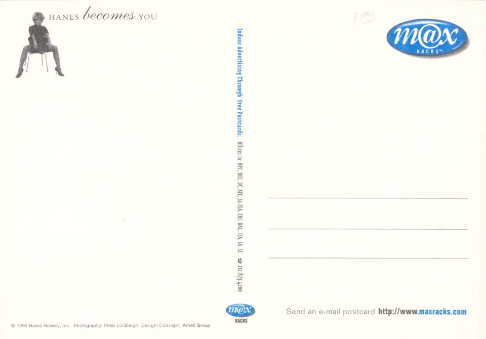 1996 Tina Turner Hanes Hosiery Max Racks Advertising Postcard Peter ...
