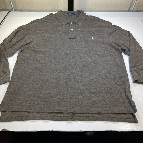 RALPH LAUREN POLO Long Sleeve Knit POLO SHIRT Sz Mens 3XB 3X BIG Gray ...
