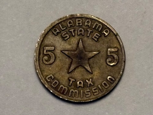 Alabama State Tax Commission 5 Cents Luxury Tax Token Great Depression ...