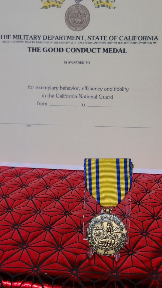 California Good Conduct Medal, Ribbon and Certificate Set, National ...