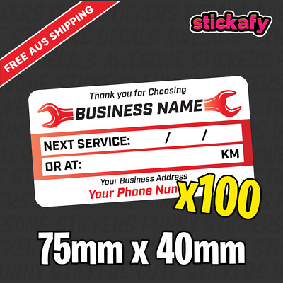 100 x Custom Next Service Due Label Sticker 75x40mm - Printed Decal Car ...