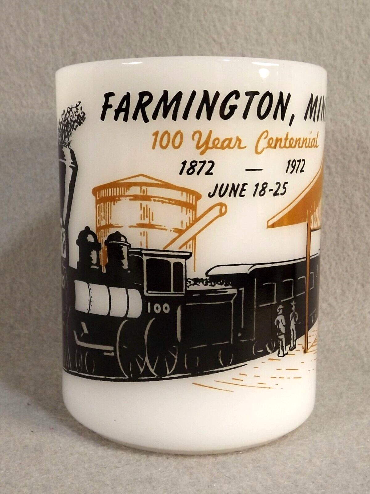 Farmington Minn Federal Mug Railroad 100 Year Centennial 1872-1972 Milk ...