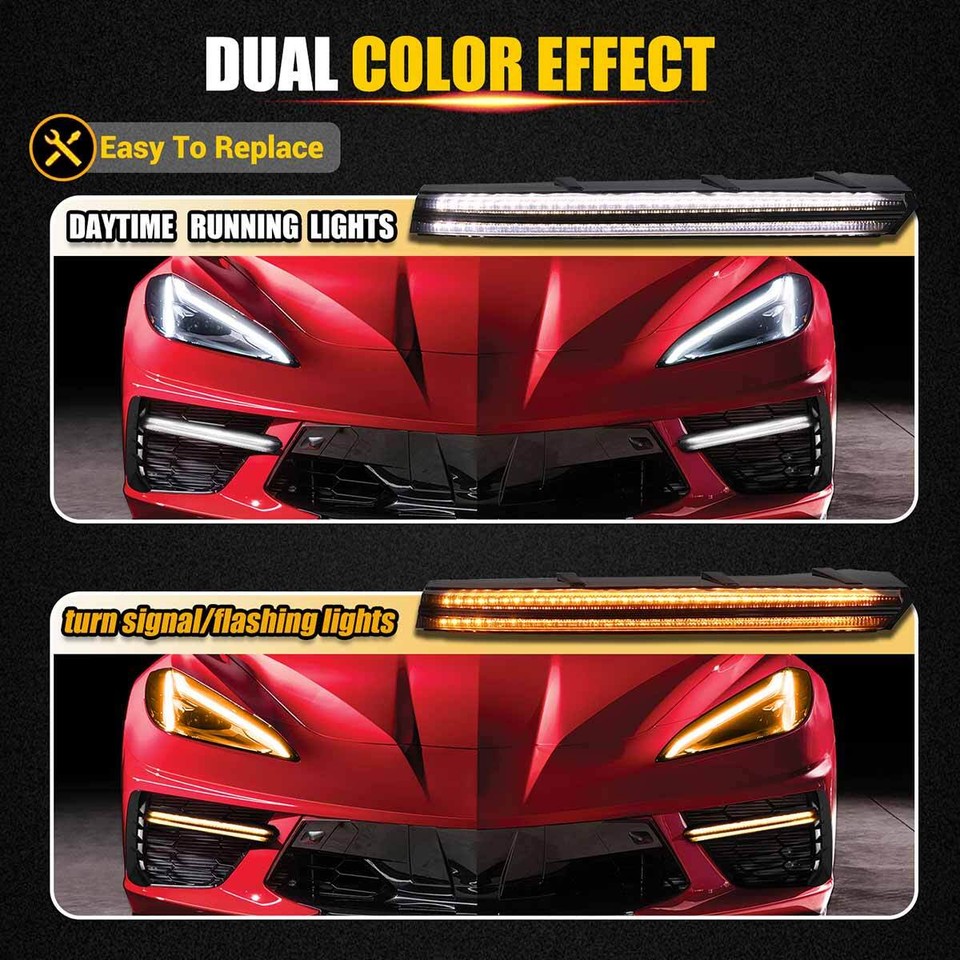 LED Grille Bezel Light Bars DRL Fog Lights For Corvette C8 Stingray ...