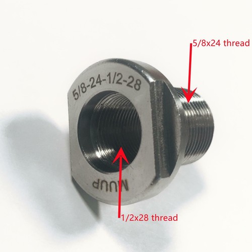 2 Pack Premium Thread Adapter 1/2x28 to 5/8x24 Stainless Steel | eBay