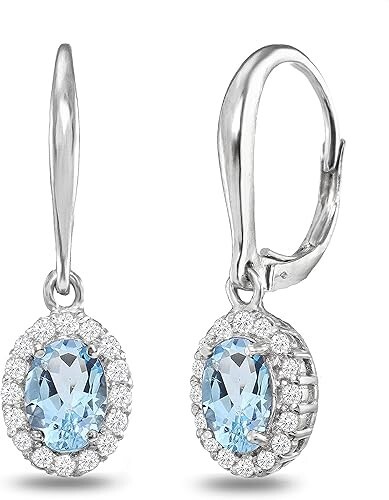 2Ct Oval Cut Lab Created Blue Topaz Diamond Dangal/Drop Earring 14k ...