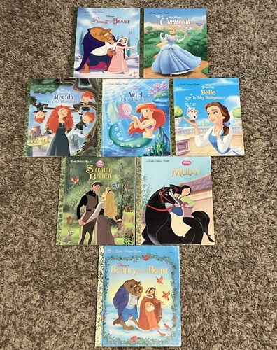 A Little Golden Book Disney Princess Lot of 8 Belle Mulan Aurora Ariel ...
